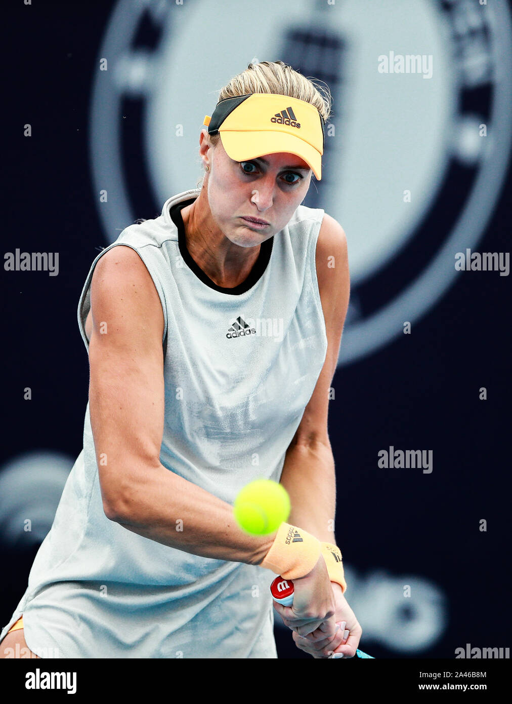 French Professional Tennis Player Kristina Mladenovic Plays Against Croatian Professional Tennis