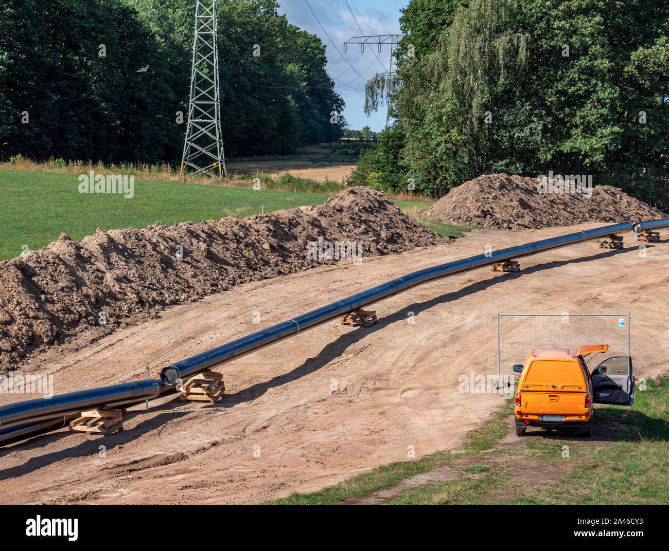 Natural gas, pipeline, laying, construction site with pipes Stock Photo ...