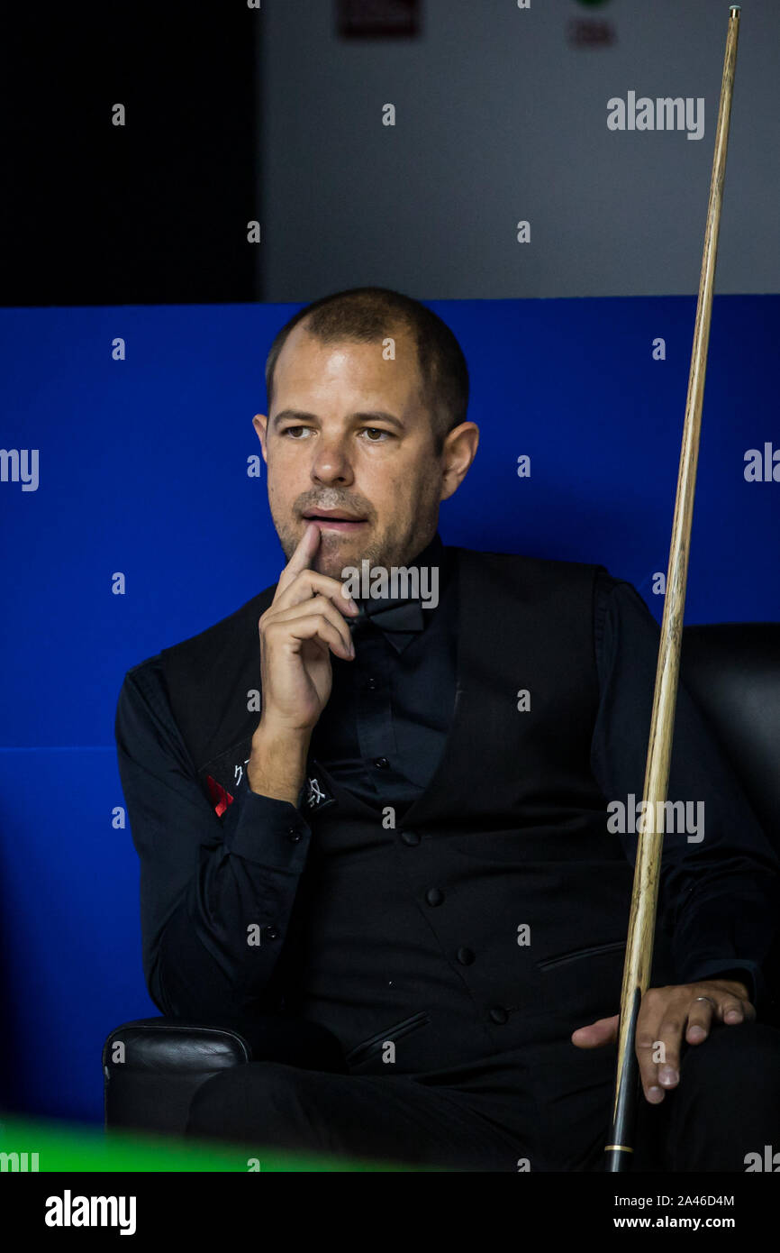 Barry Hawkins of England considers a shot to Neil Robertson of ...