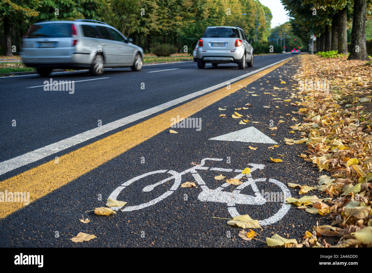 Bike path in car park hi-res stock photography and images - Alamy