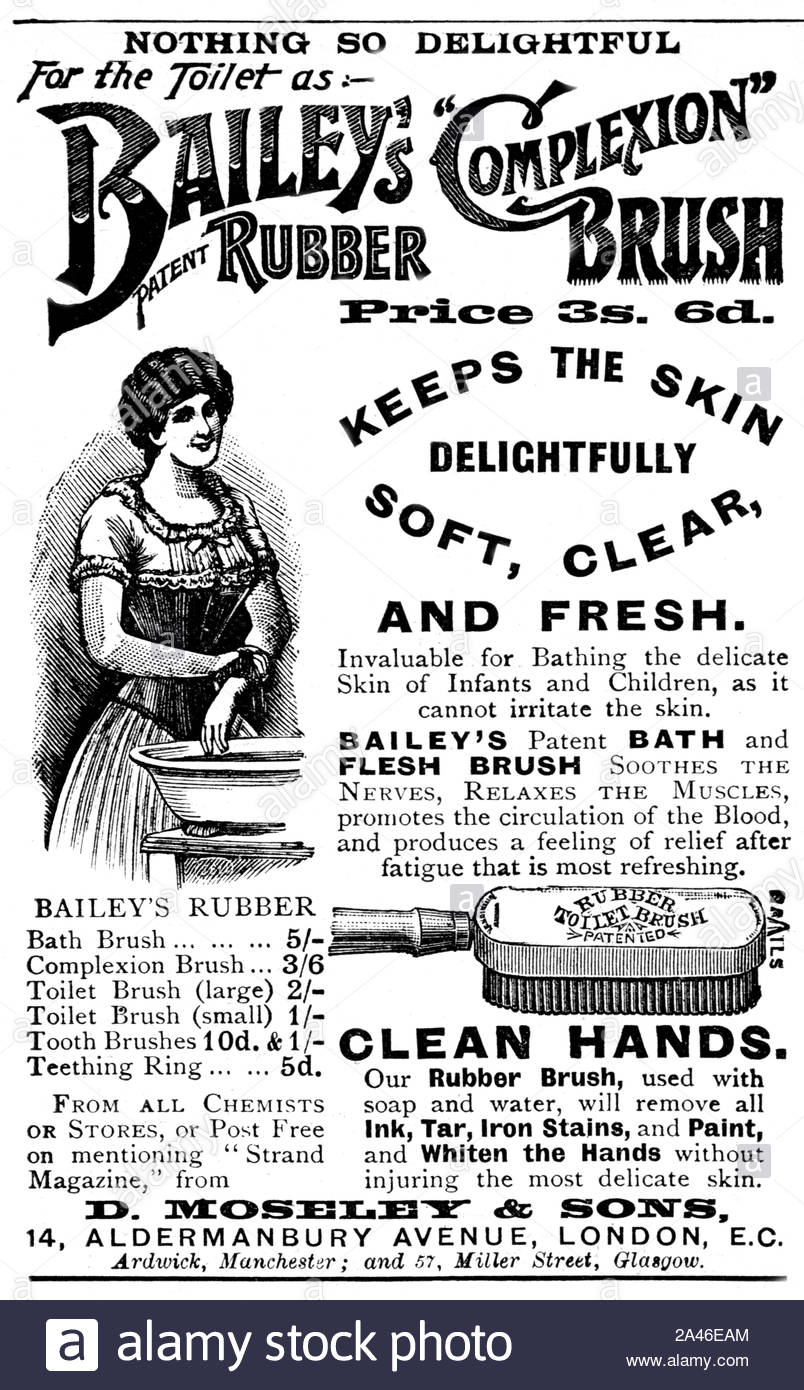 Victorian era, Bailey's Rubber Complexion Brush, vintage advertising ...