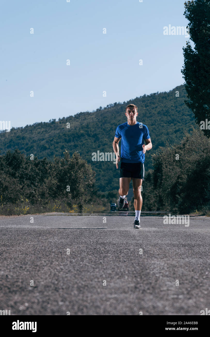 Finish line on empty road hi-res stock photography and images - Alamy