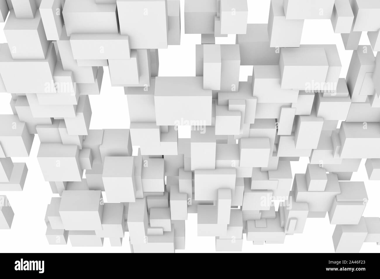 3d rendering of white square and rectangle blocks on white background ...