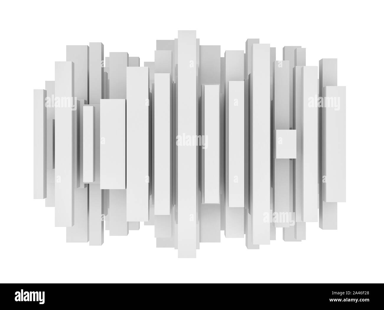 3d rendering of abstract different sized lines on white background. 3d ...