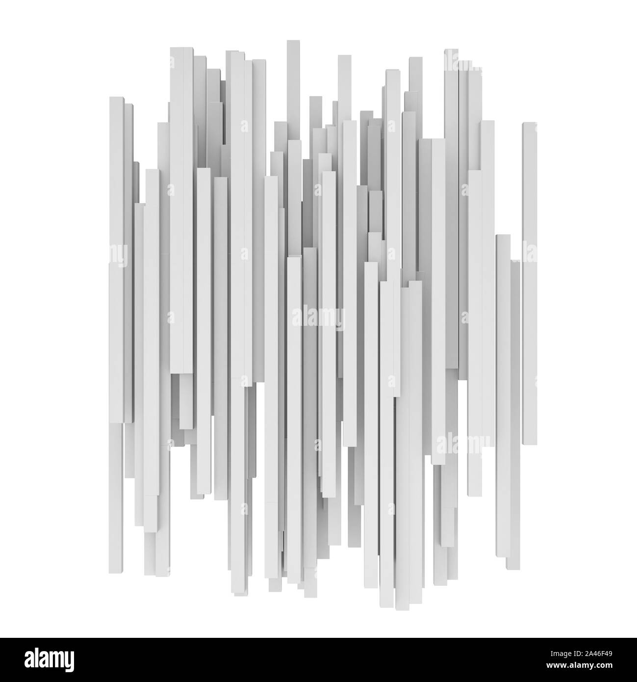 3d rendering of abstract different sized lines on white background. 3d ...