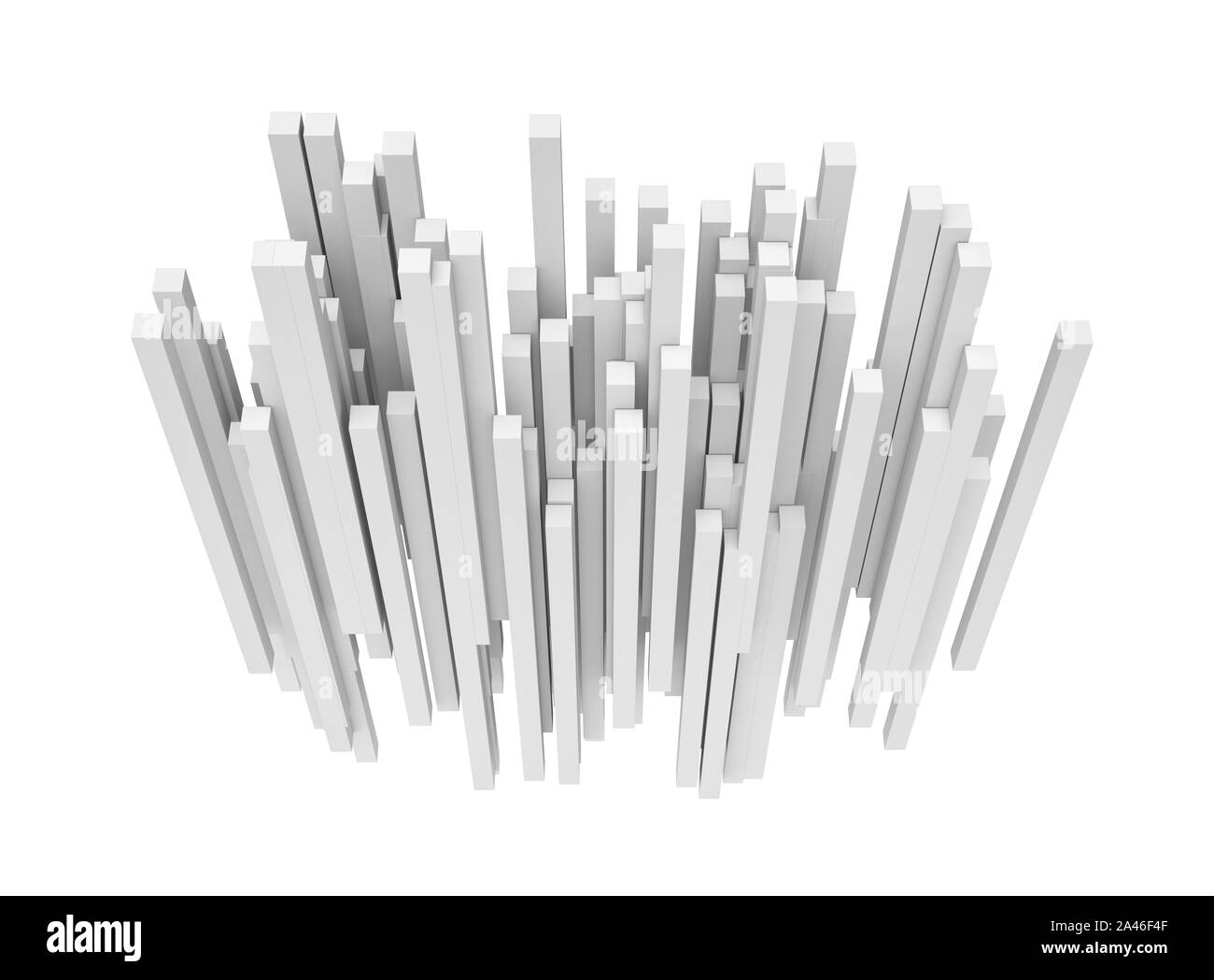 3d rendering of abstract different sized lines on white background. 3d ...