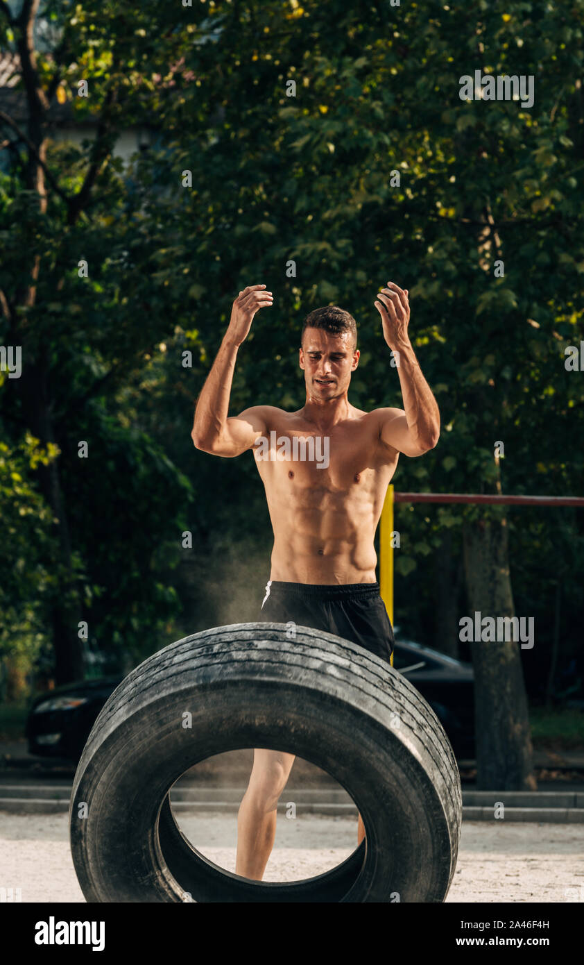 Single male model training and practicing hard. Concept of healthy ...