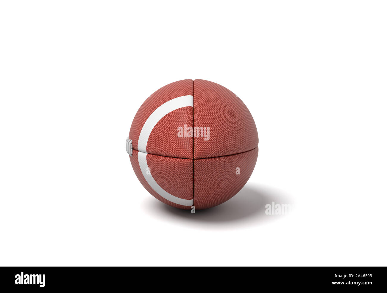 3d rendering of a red oval ball for American football on a white ...