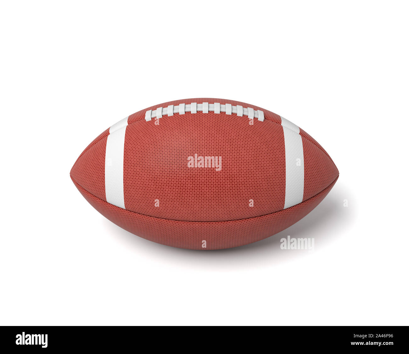 3d rendering of a red oval ball for American football on a white ...
