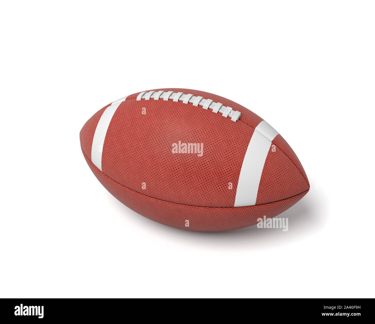 3d rendering of a red oval ball for American football on a white ...