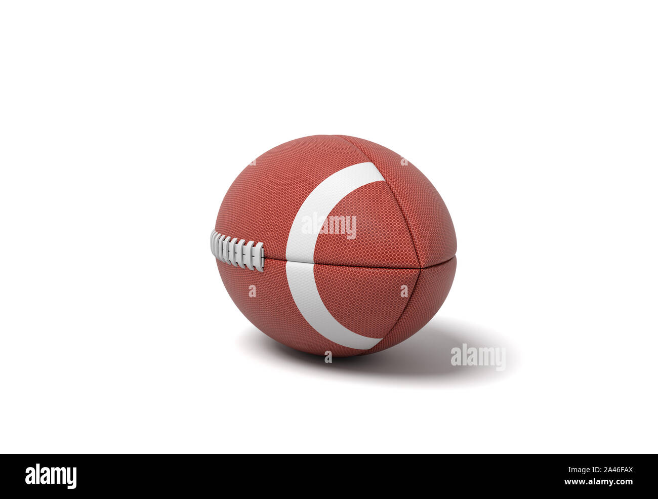 3d rendering of a red oval ball for American football on a white ...