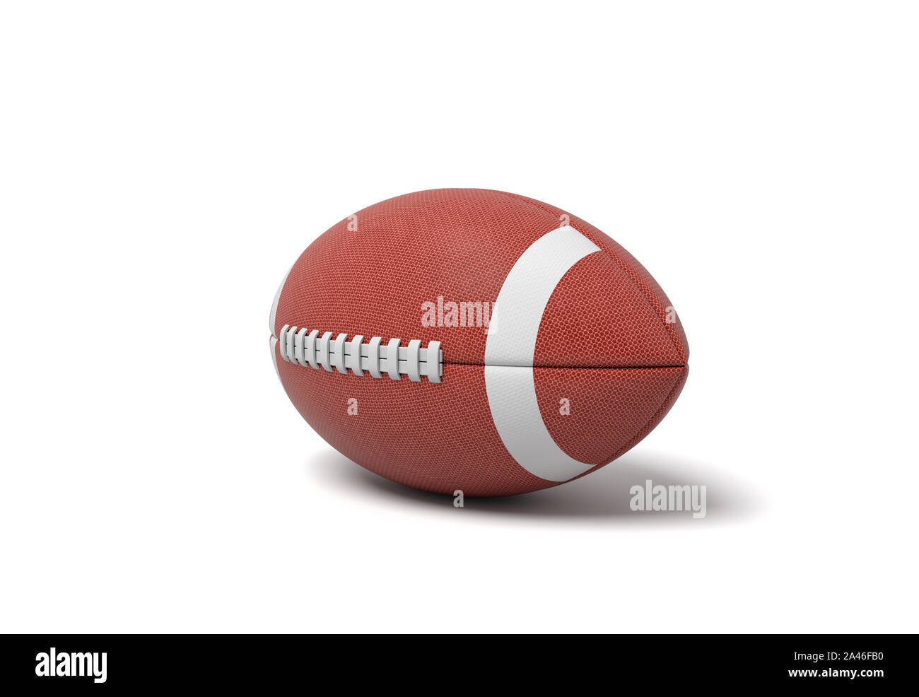 3d rendering of a red oval ball for American football on a white ...