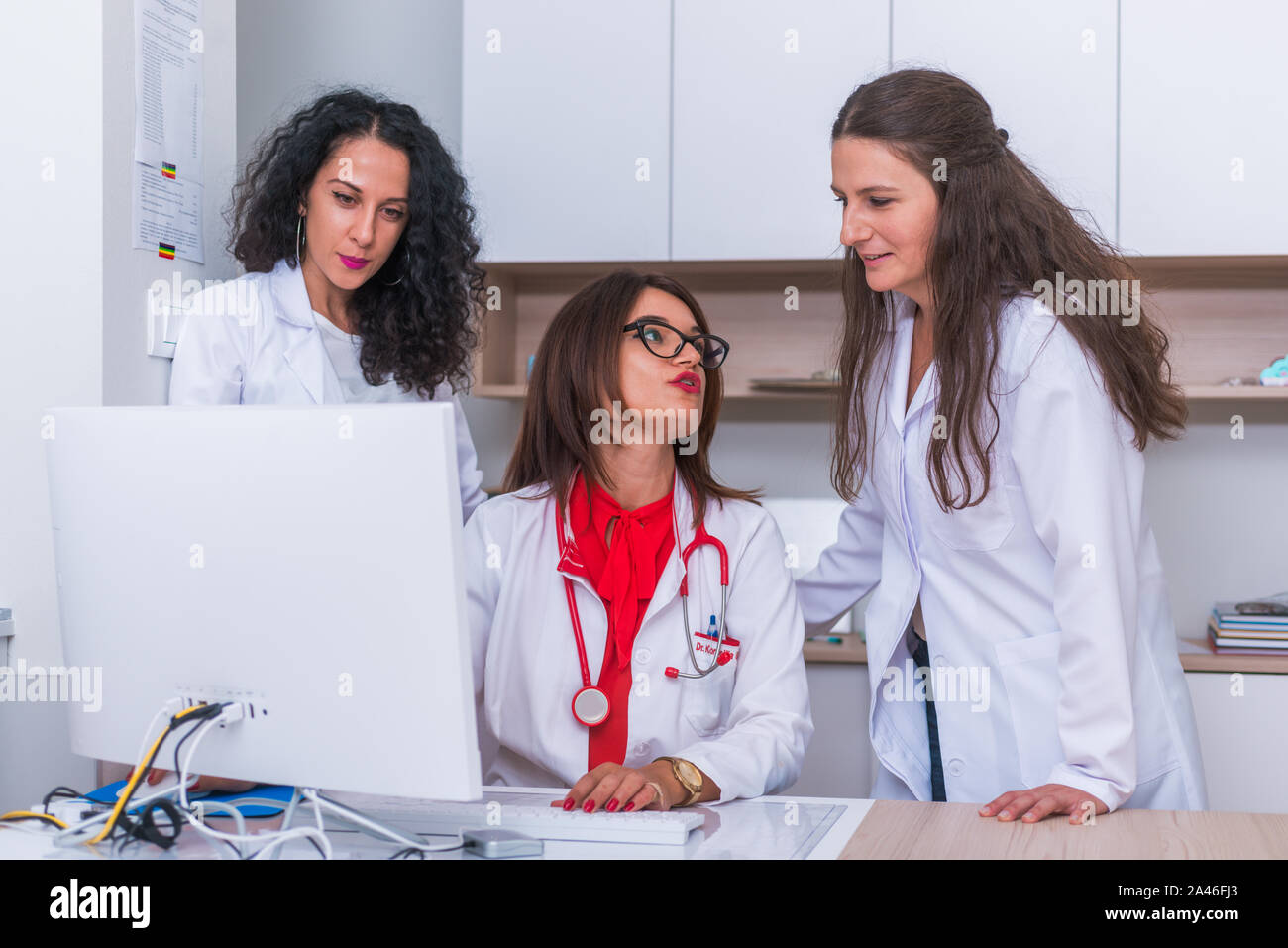 ( Medical Team ) Female doctor ( medic ) in her 30's working on her ...