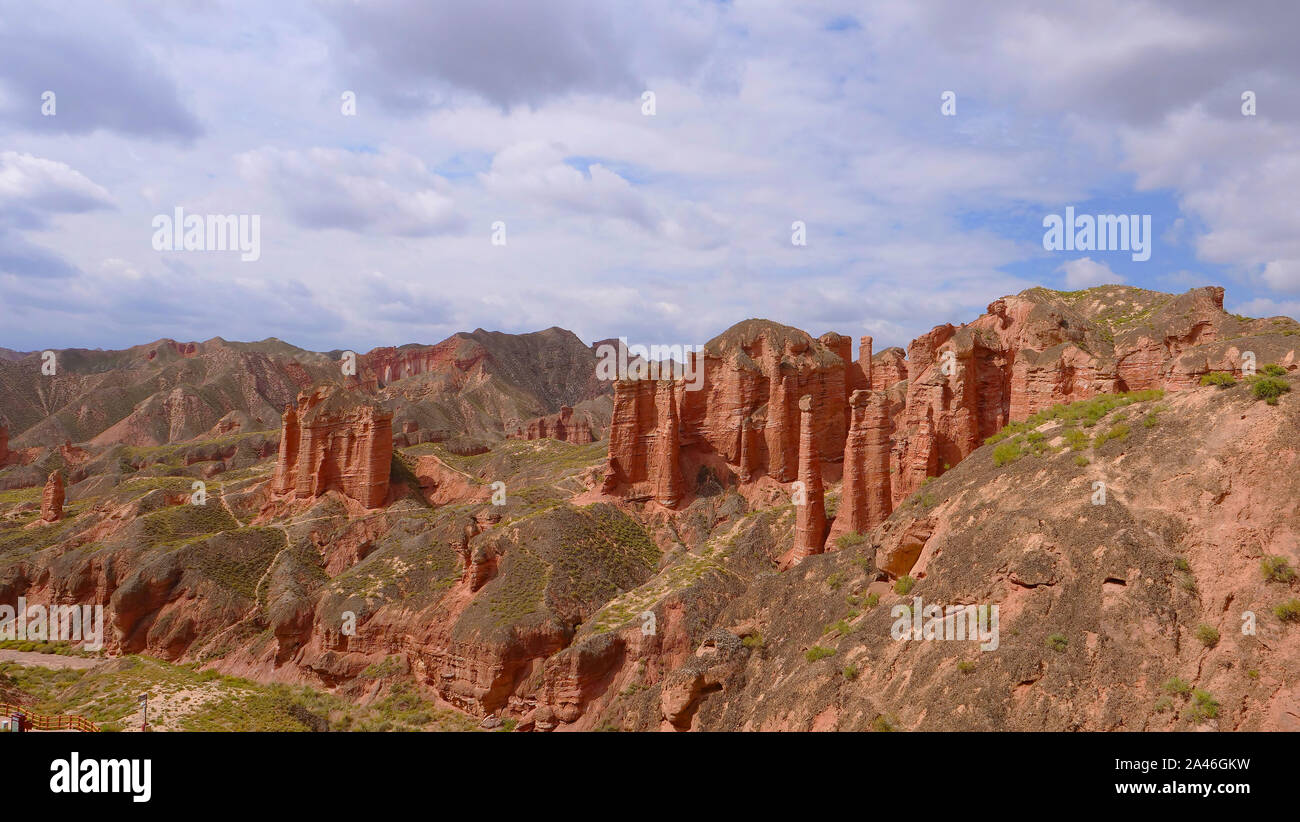 Beautiful landscape view of Binggou Danxia Scenic Area in Sunan Zhangye ...