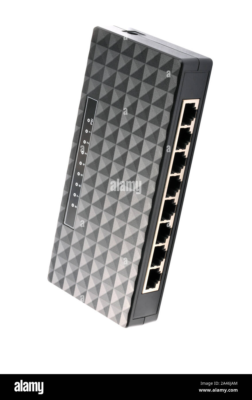 black 8 Port Plastic Ethernet Switch isolated on white background at ...