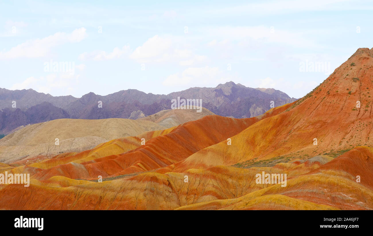 Beautiful nature landscape view of Zhangyei Danxia Landform in Gansu ...