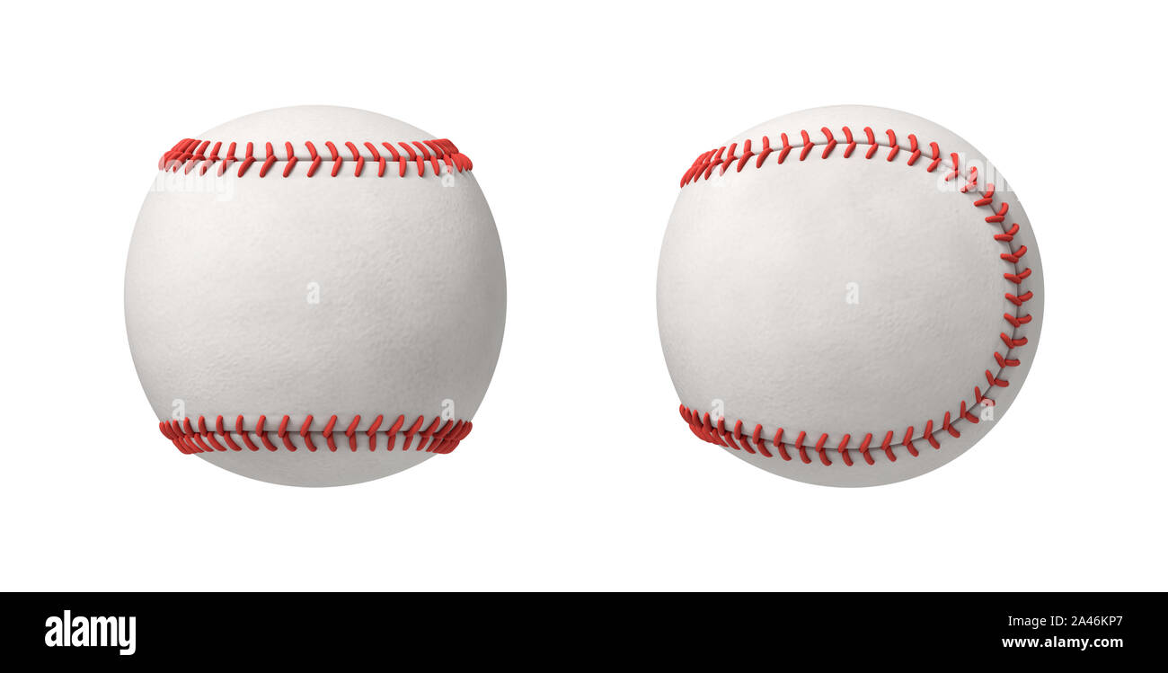 3d rendering of two white baseball isolated on a white background ...