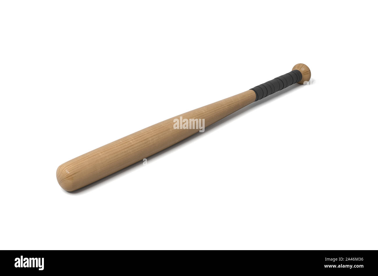 3d rendering of a single wooden baseball bat with a wrapped handle ...
