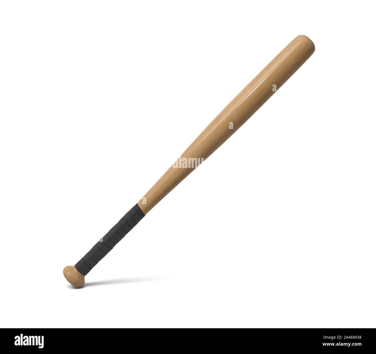 3d rendering of a single wooden baseball bat with a wrapped handle ...