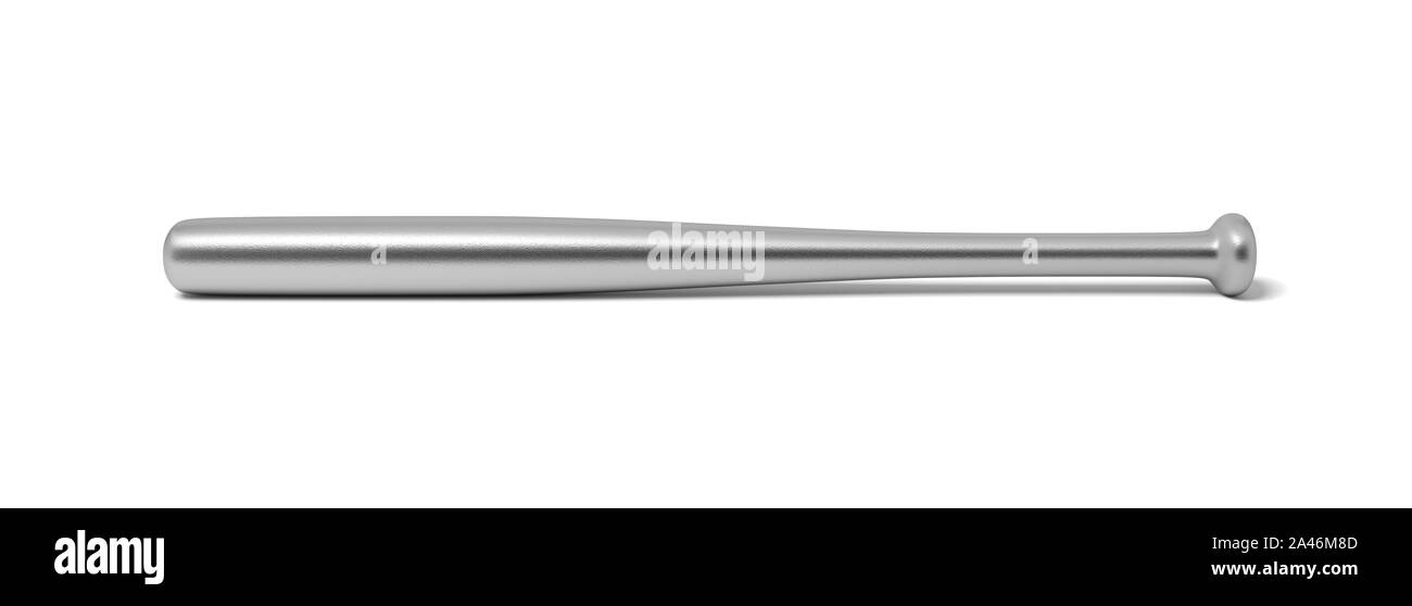 3d rendering of a single metal baseball bat with shining surface ...