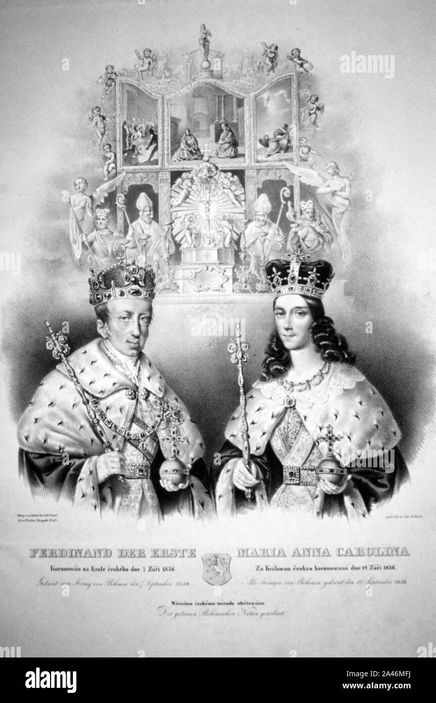Ferdinand I. und Anna Maria Carolina Litho Stock Photo - Alamy