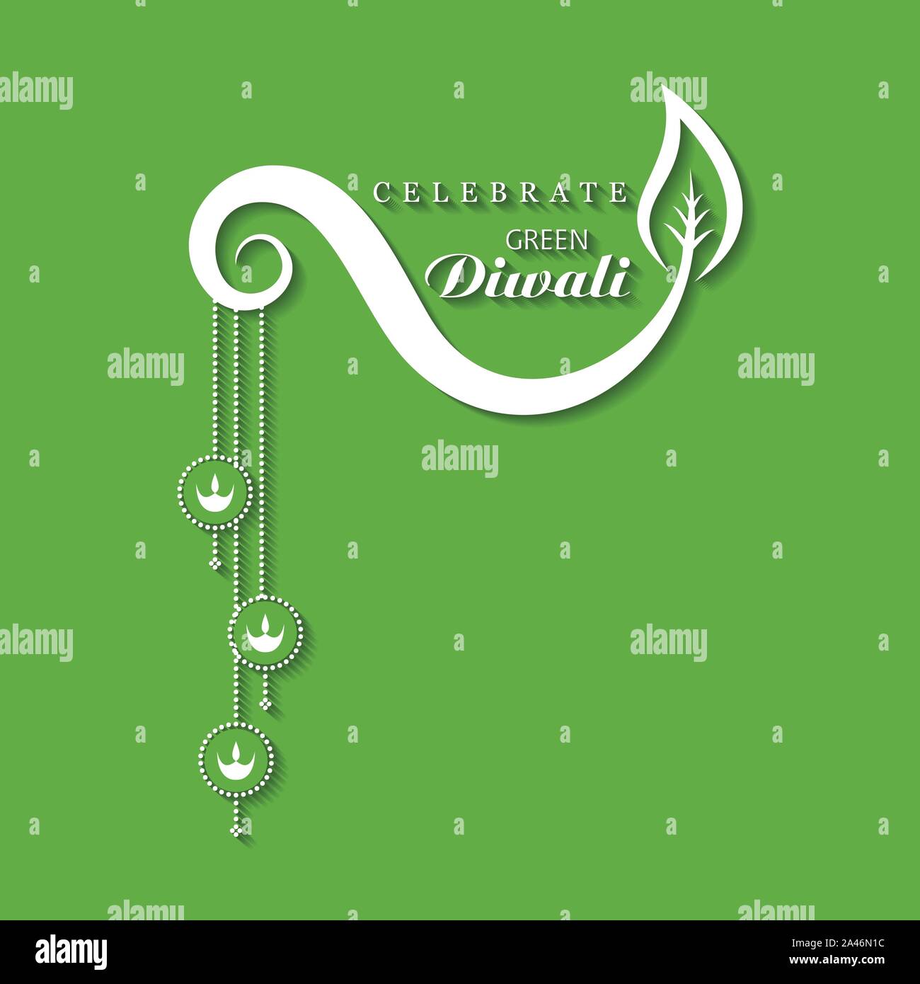 illustration of Greeting for celebrate green diwali concept Stock ...