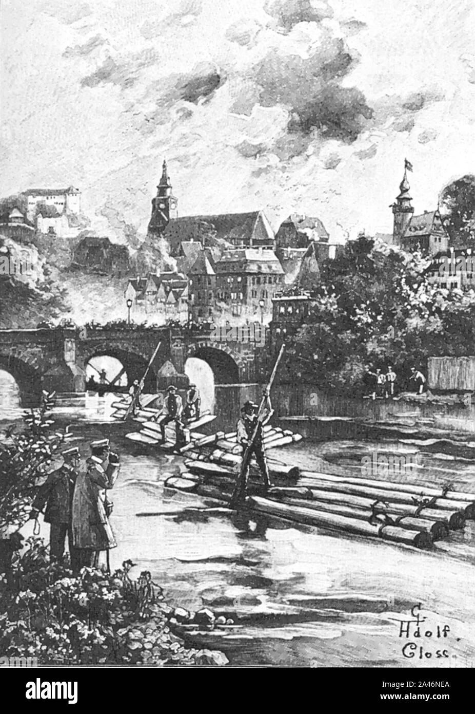 Flößerei Gustav Adolf Cloß 1899 Stock Photo - Alamy
