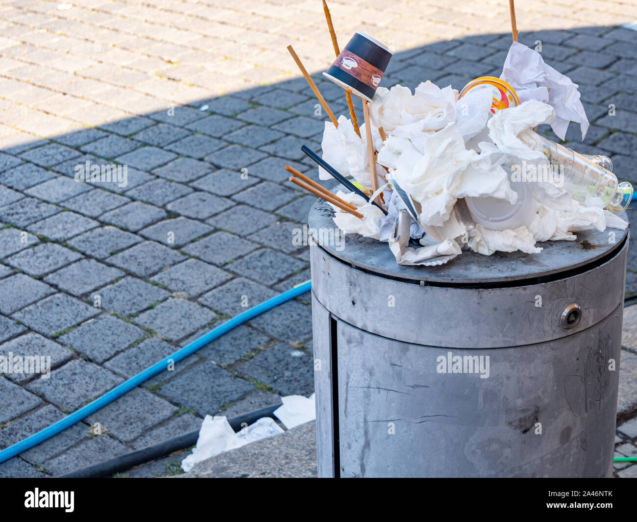 full Dustbin in a city Stock Photo - Alamy