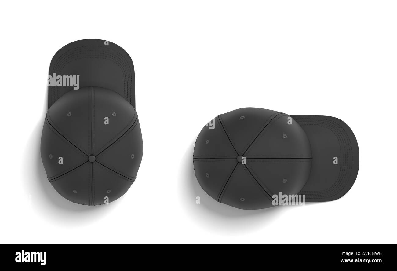 3d rendering of two black baseball caps lying on a white background ...