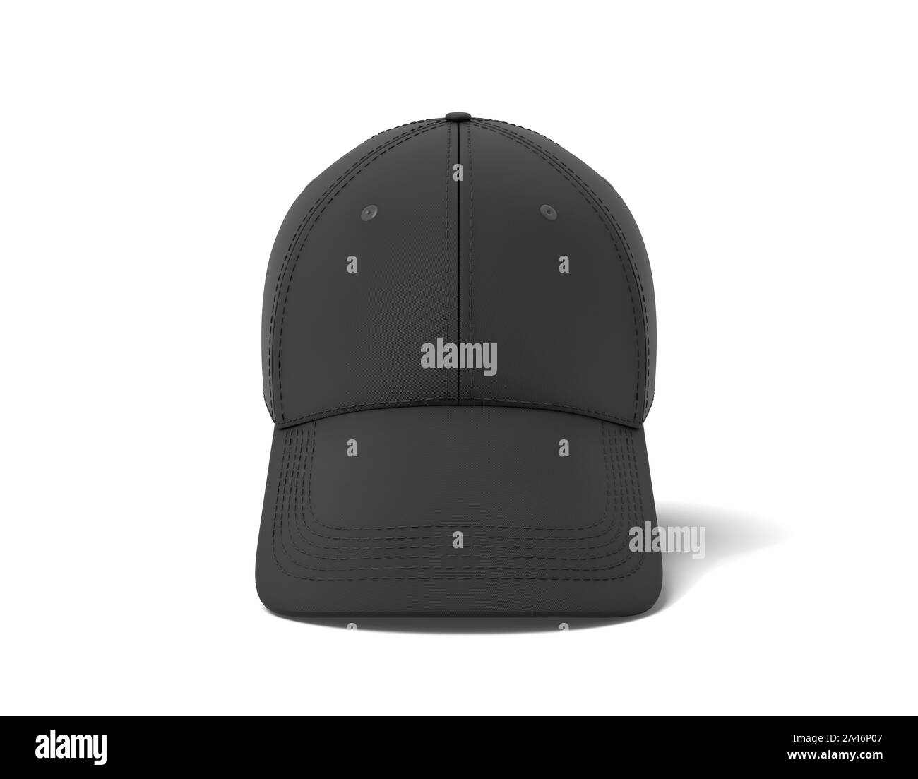 3d rendering of a single black baseball cap hanging vertically on a ...