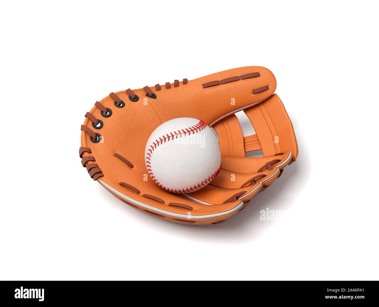 3d rendering of a white baseball with red stitching lying inside an ...