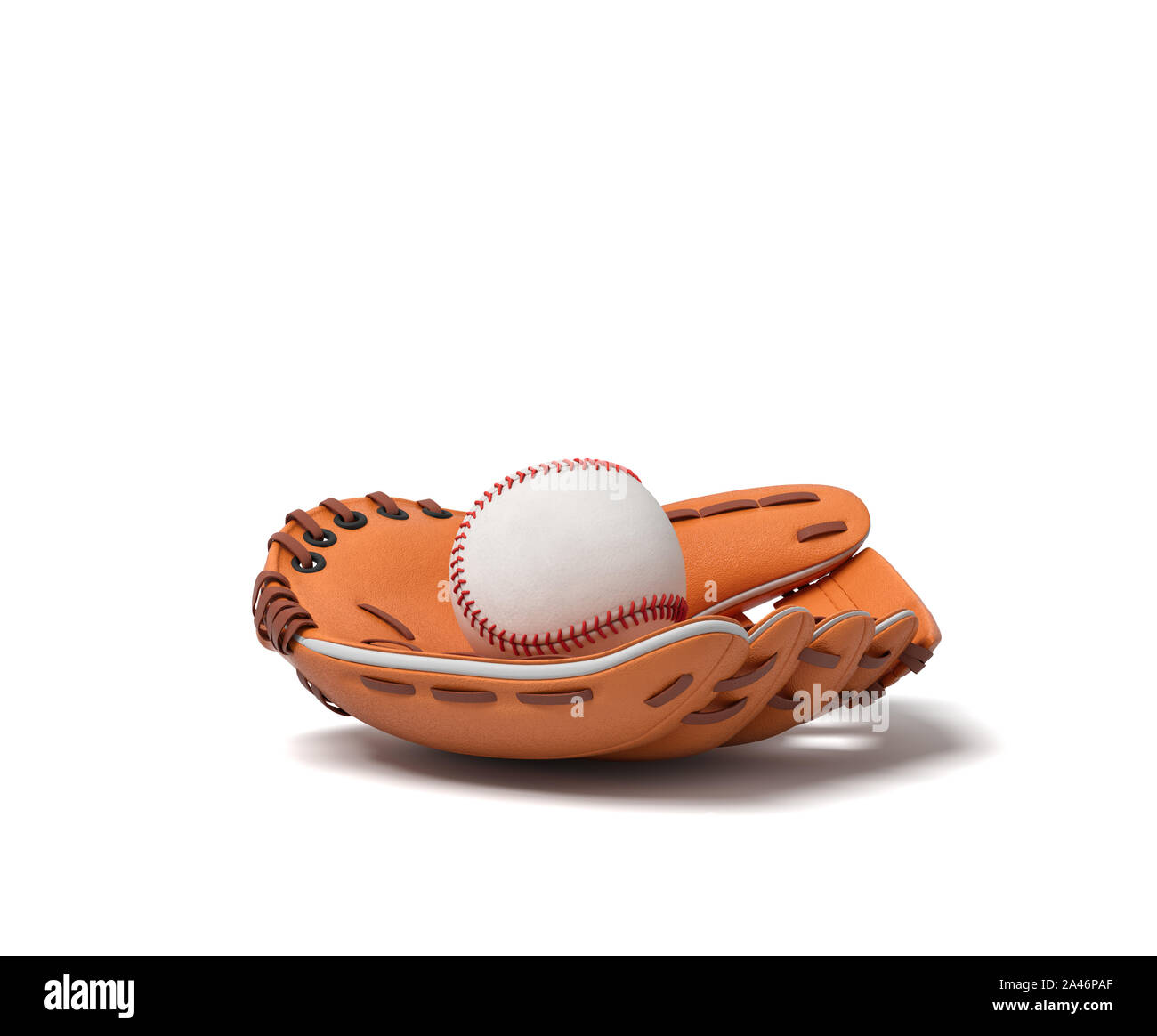 3d rendering of a white baseball with red stitching lying inside an ...