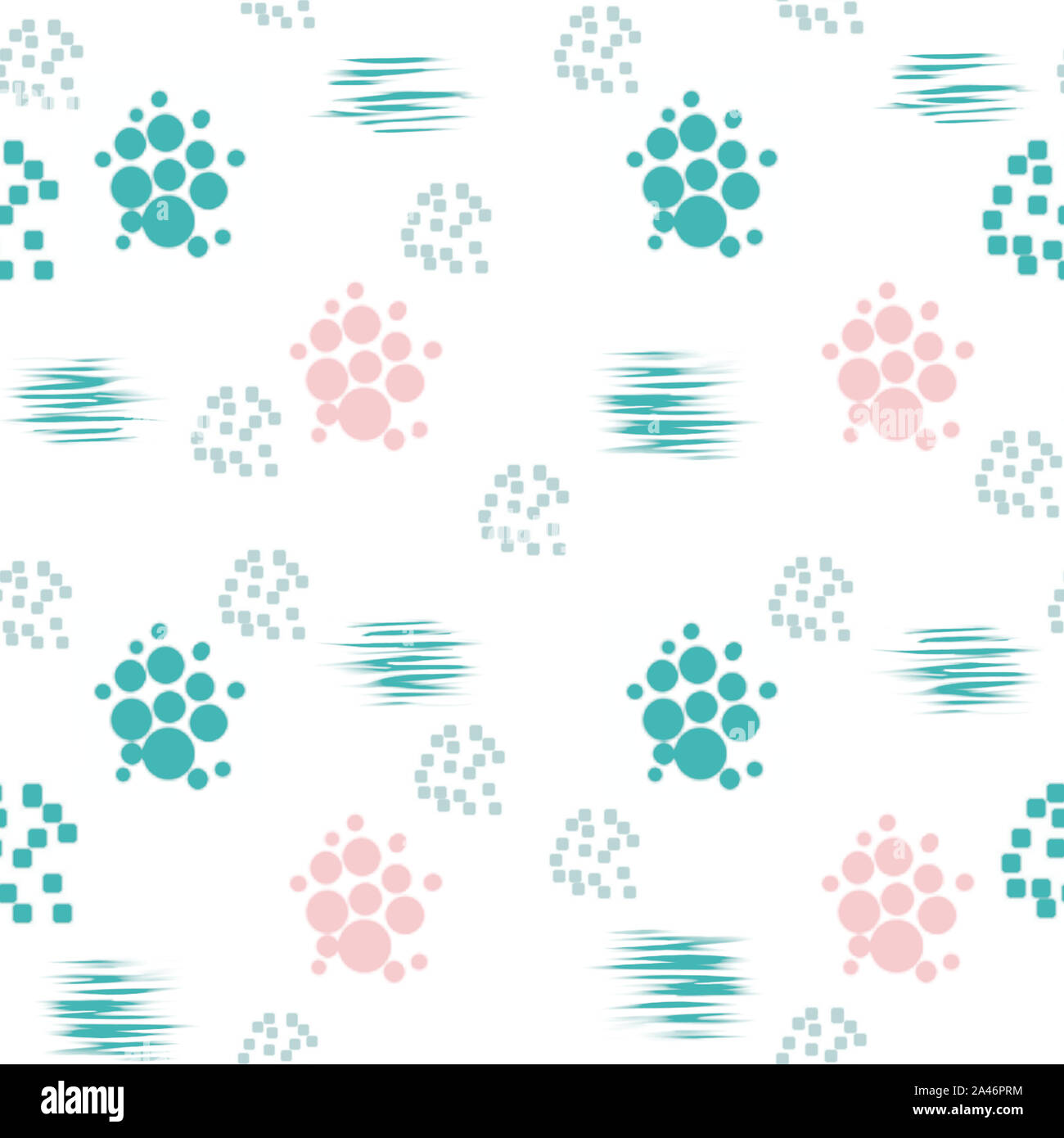 Happy seamless pattern with circles shapes in blue and pastel pink ...