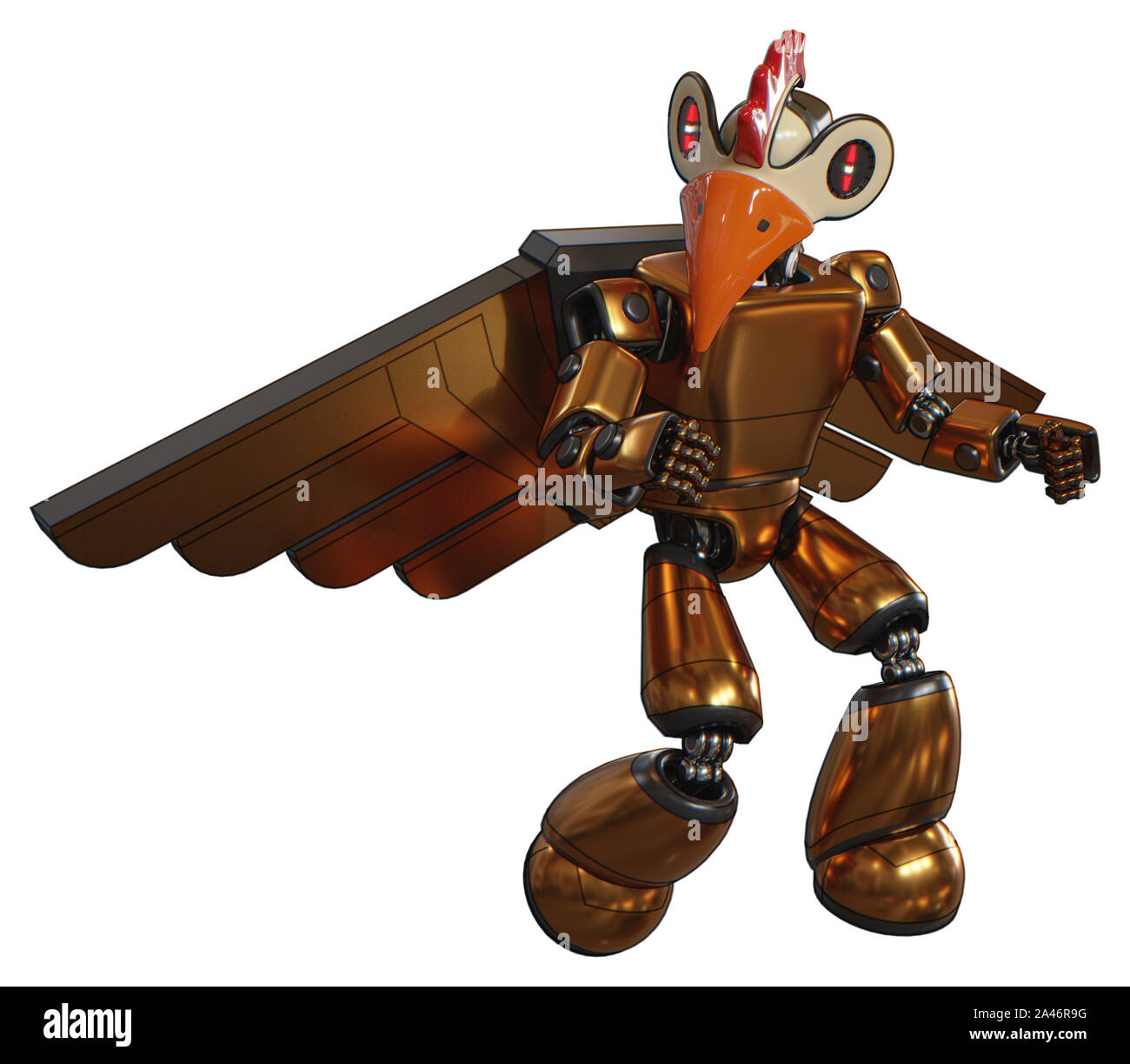 Bot containing elements: bird skull head, red line eyes, chicken design ...