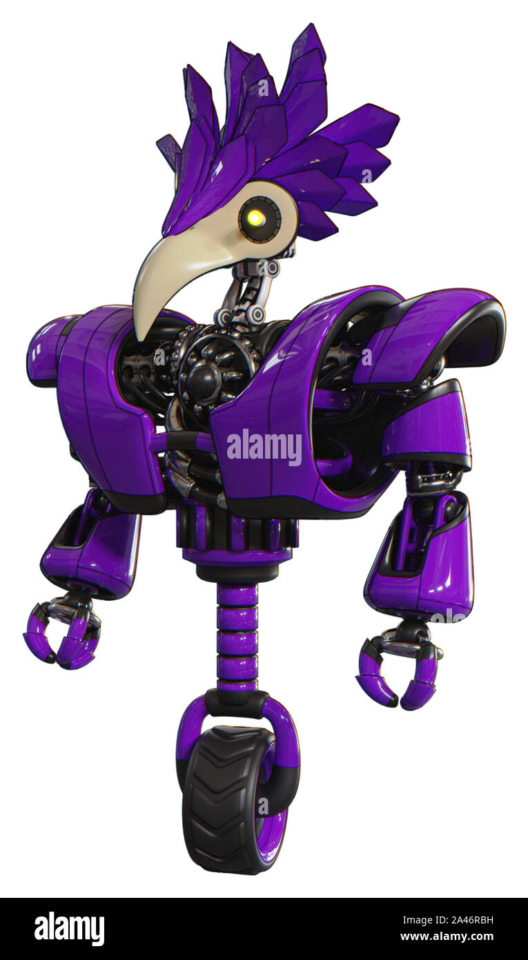 Robot containing elements: bird skull head, yellow led protruding eyes ...