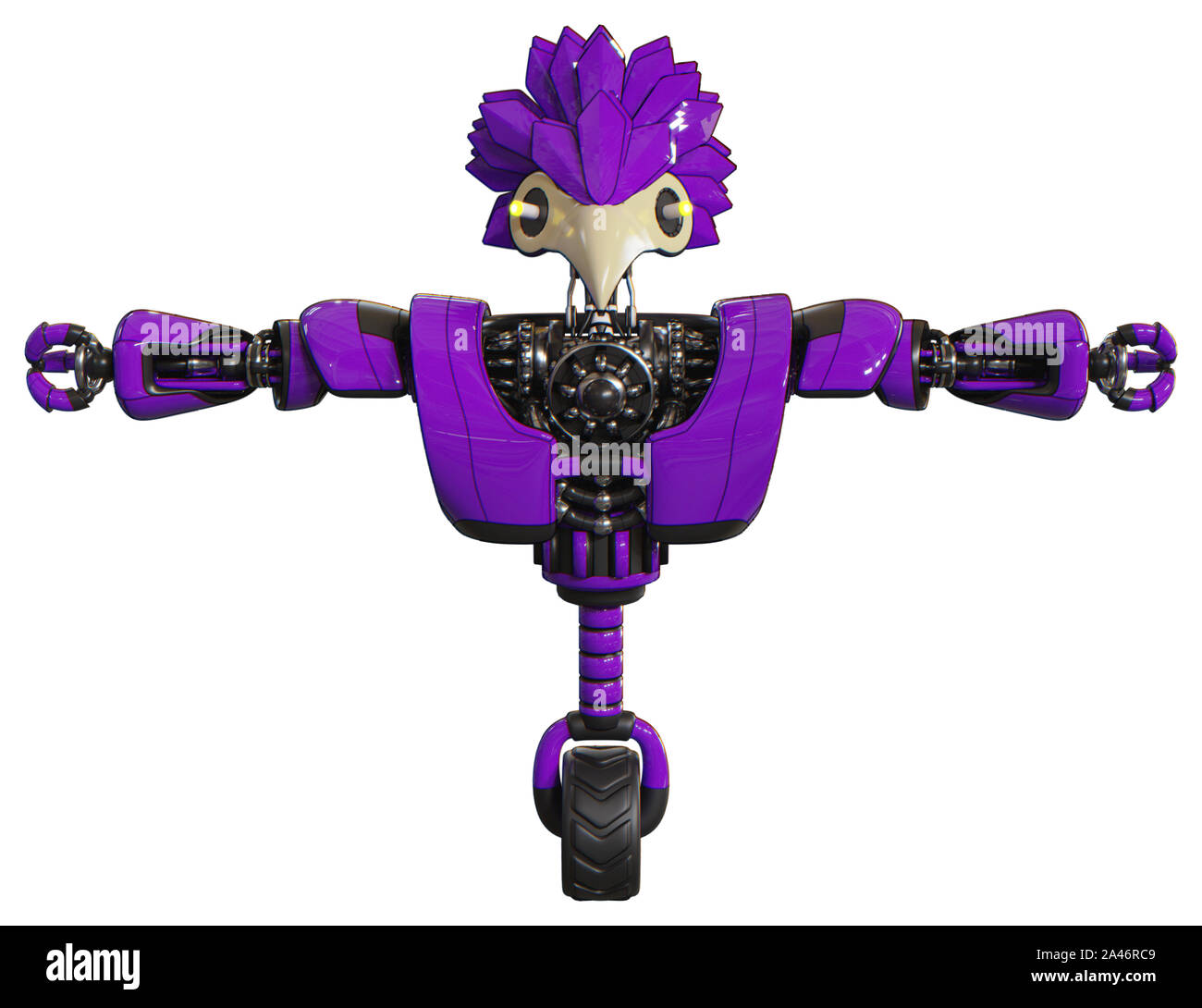 Robot containing elements: bird skull head, yellow led protruding eyes ...