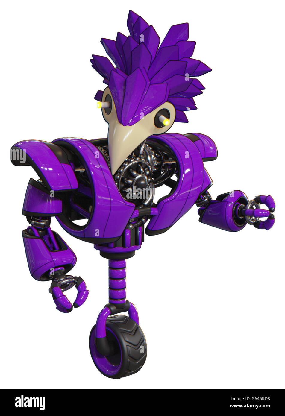Robot containing elements: bird skull head, yellow led protruding eyes ...