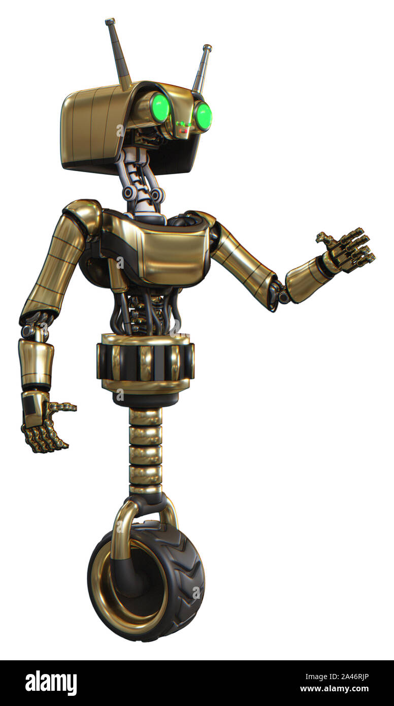 Robot containing elements: dual retro camera head, cyborg antenna head ...