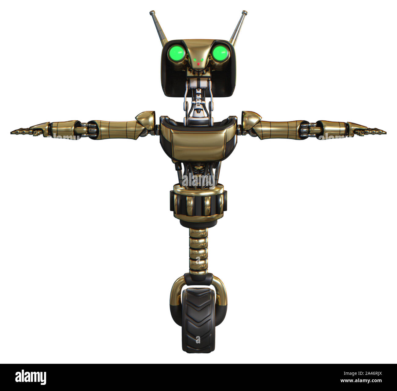 Robot containing elements: dual retro camera head, cyborg antenna head ...