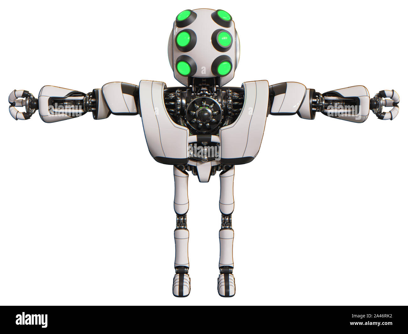 Cyborg containing elements: round head, six eye array, bug eyes, heavy ...