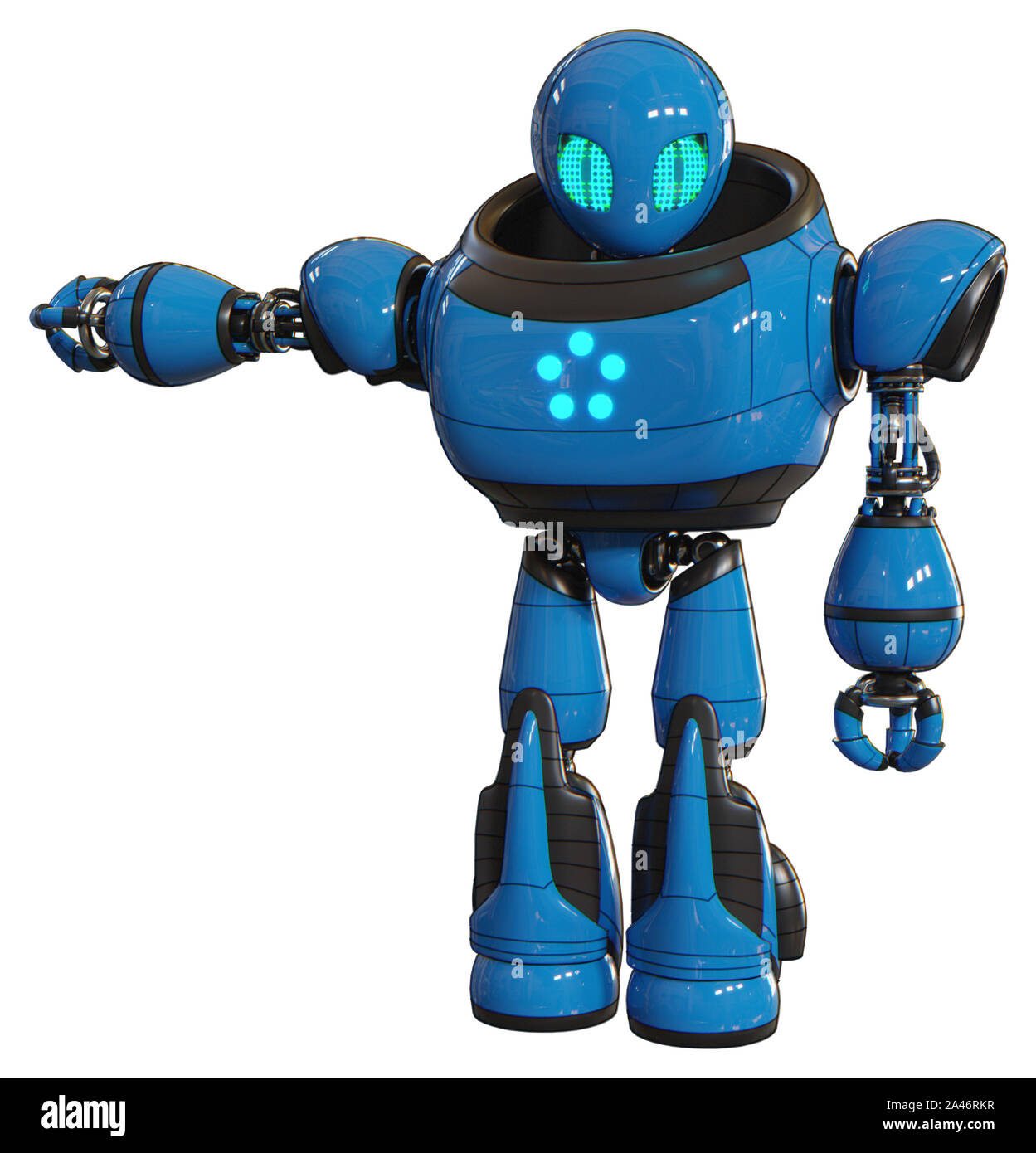 Cyborg containing elements: grey alien style head, blue grate eyes ...
