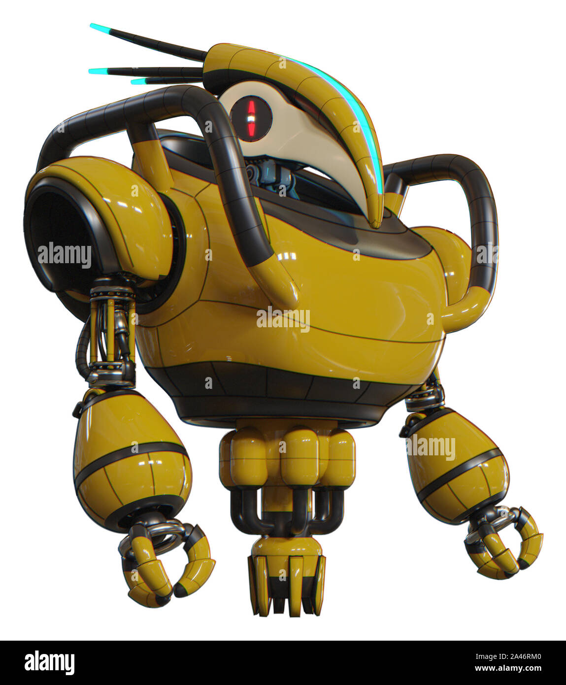 Mech containing elements: bird skull head, red line eyes, head shield ...