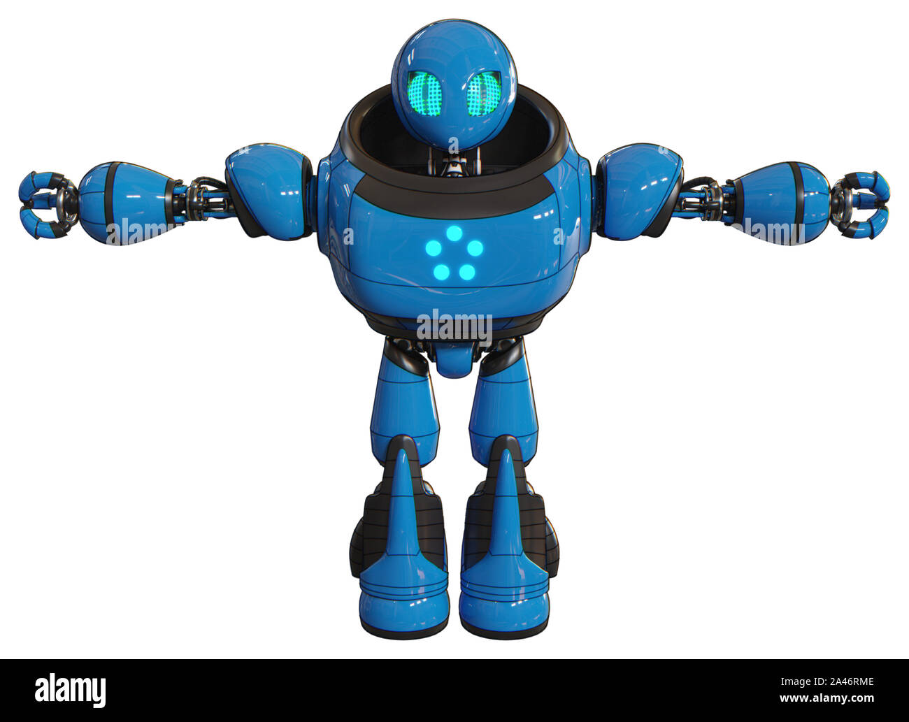 Cyborg containing elements: grey alien style head, blue grate eyes ...