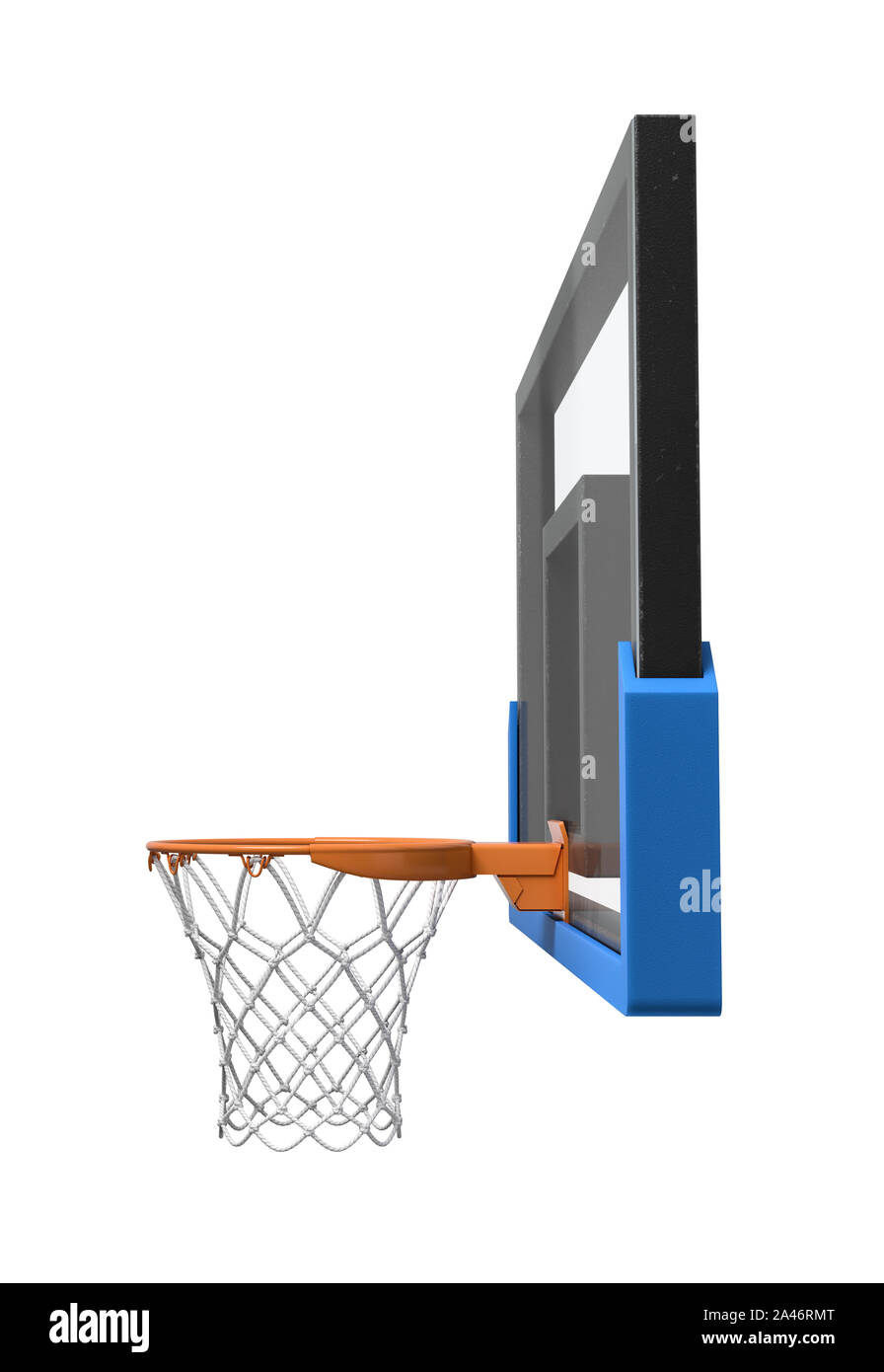 3d rendering of a basketball hoop with an empty basket and transparent ...