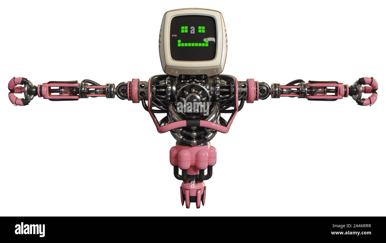 Android containing elements: old computer monitor, happy pixel face ...