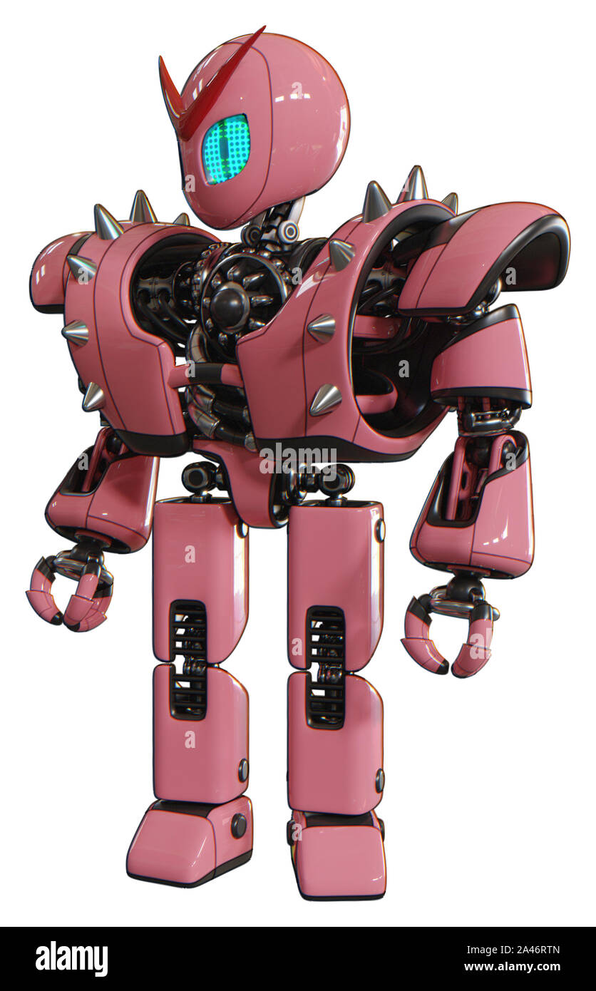 Cyborg containing elements: grey alien style head, blue grate eyes ...