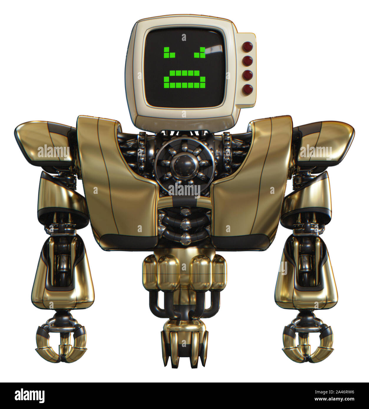 Cyborg containing elements: old computer monitor, angry pixels face ...