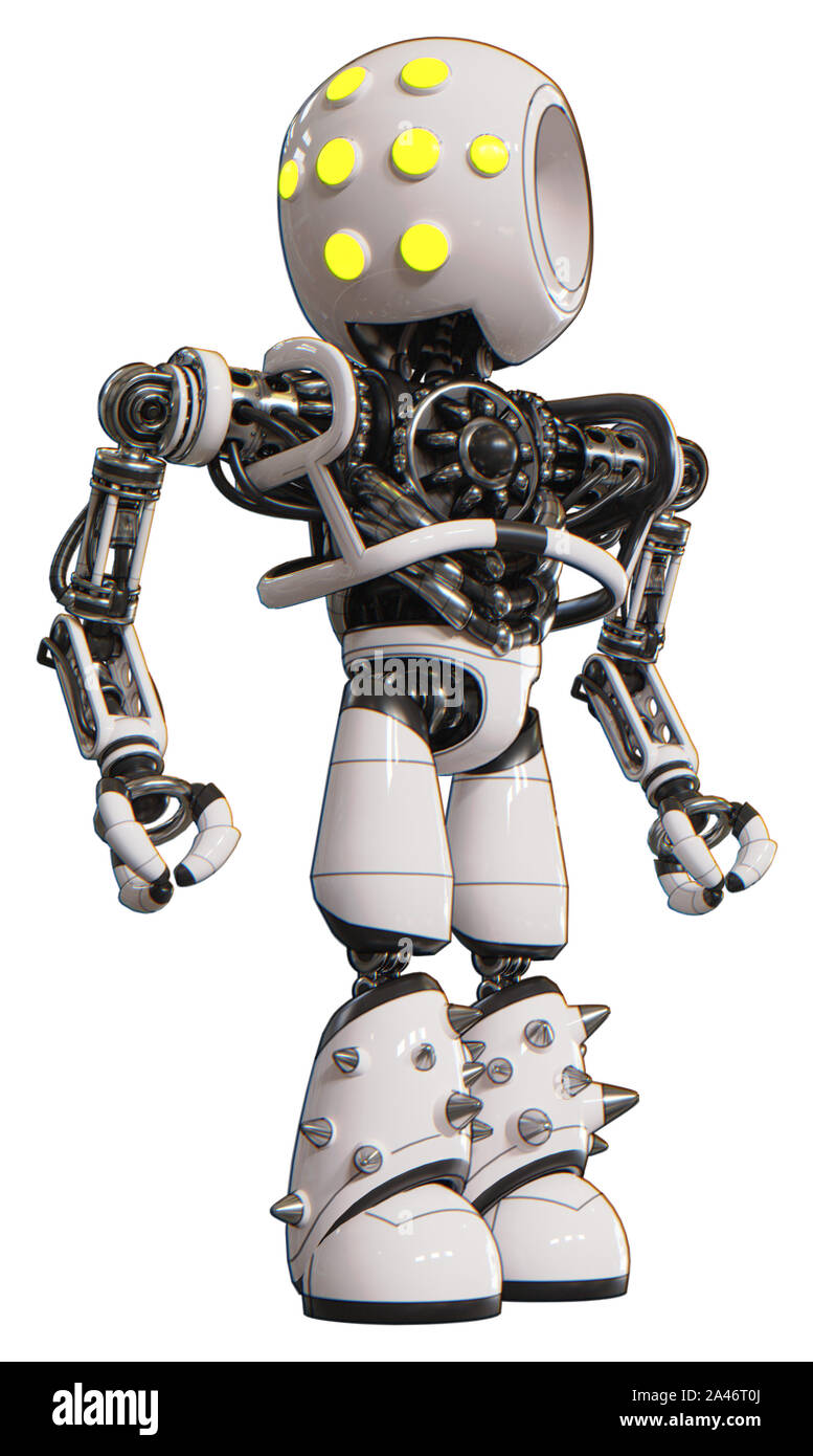 Cyborg containing elements: round head, yellow eyes array, heavy upper ...