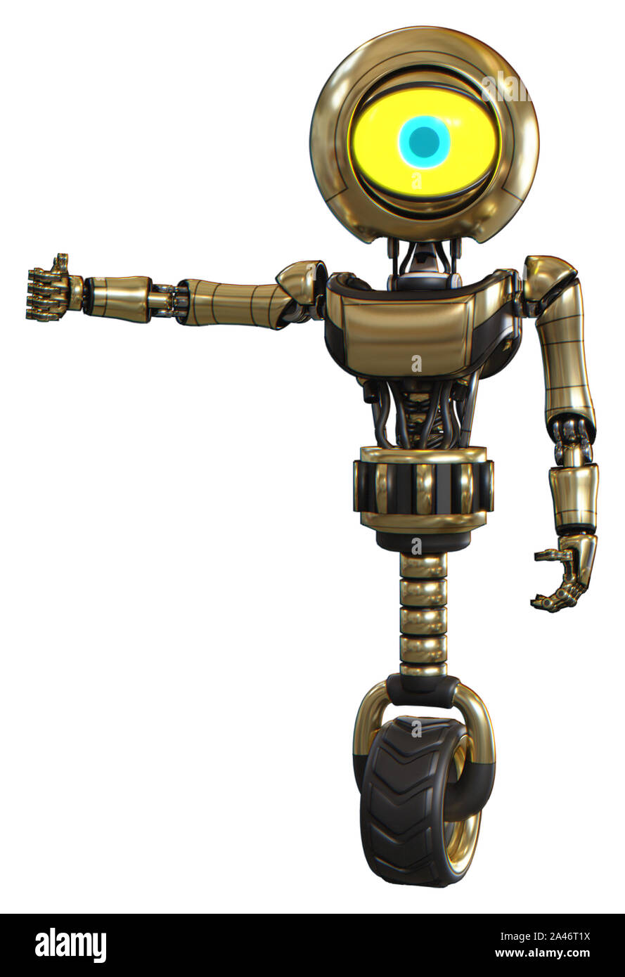 Android containing elements: giant eyeball head design, light chest ...