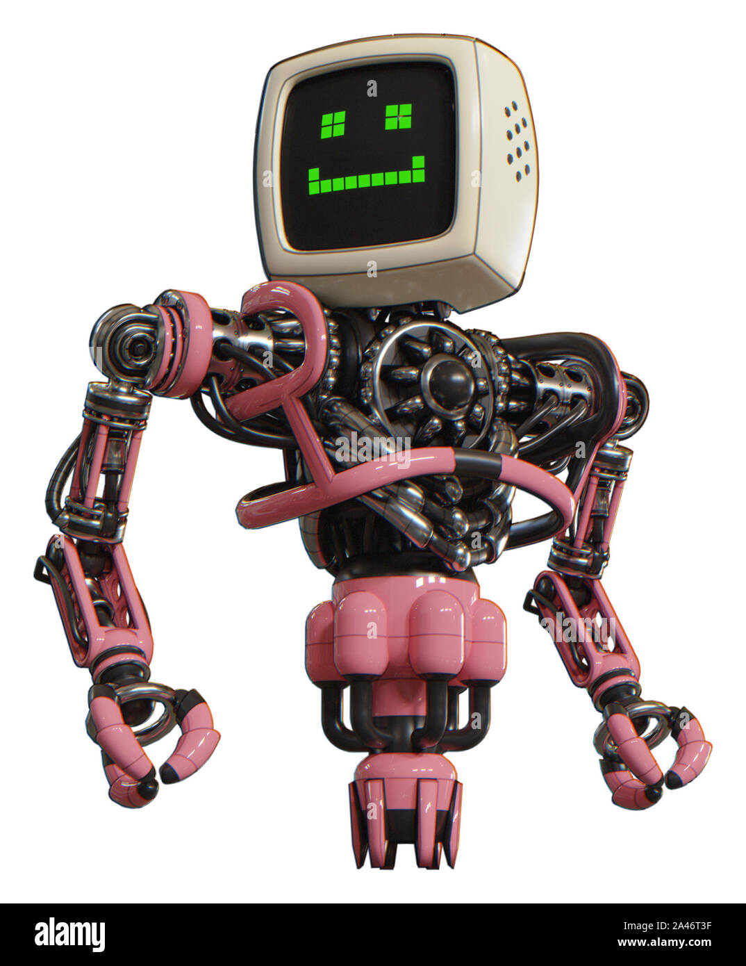 Android containing elements: old computer monitor, happy pixel face ...